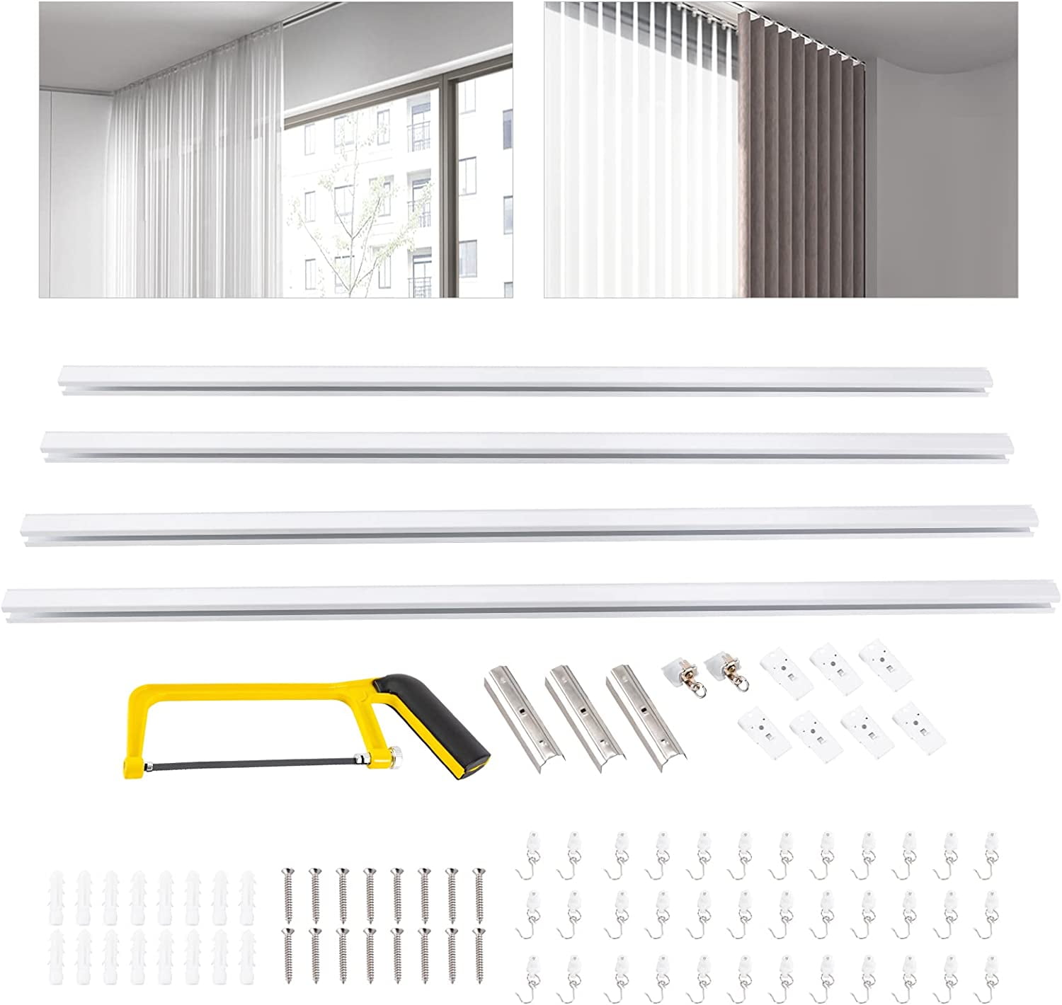 Miumaeov Ceiling Mount Curtain Track Kit with Hooks, Small Size for ...