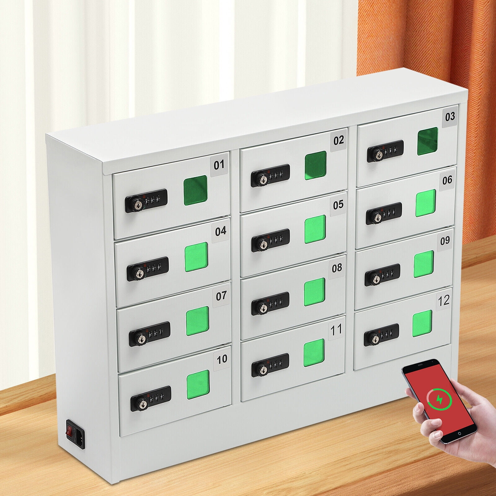 Miumaeov Cellphone Locker 12 Slots Lockable Charging Station with ...