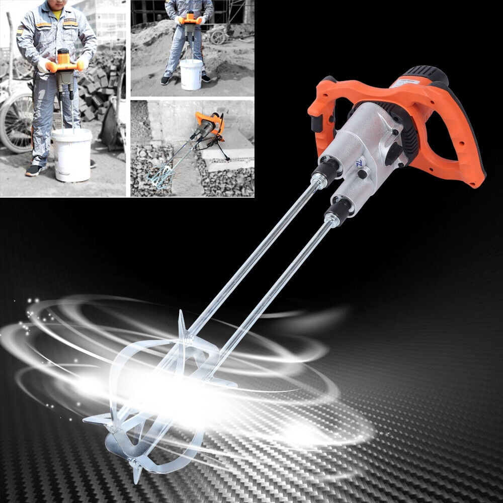 Miumaeov Cement Mixer 1800W Pro Double Paddle Concrete Plaster Mortar Paint Cement Mixer ...