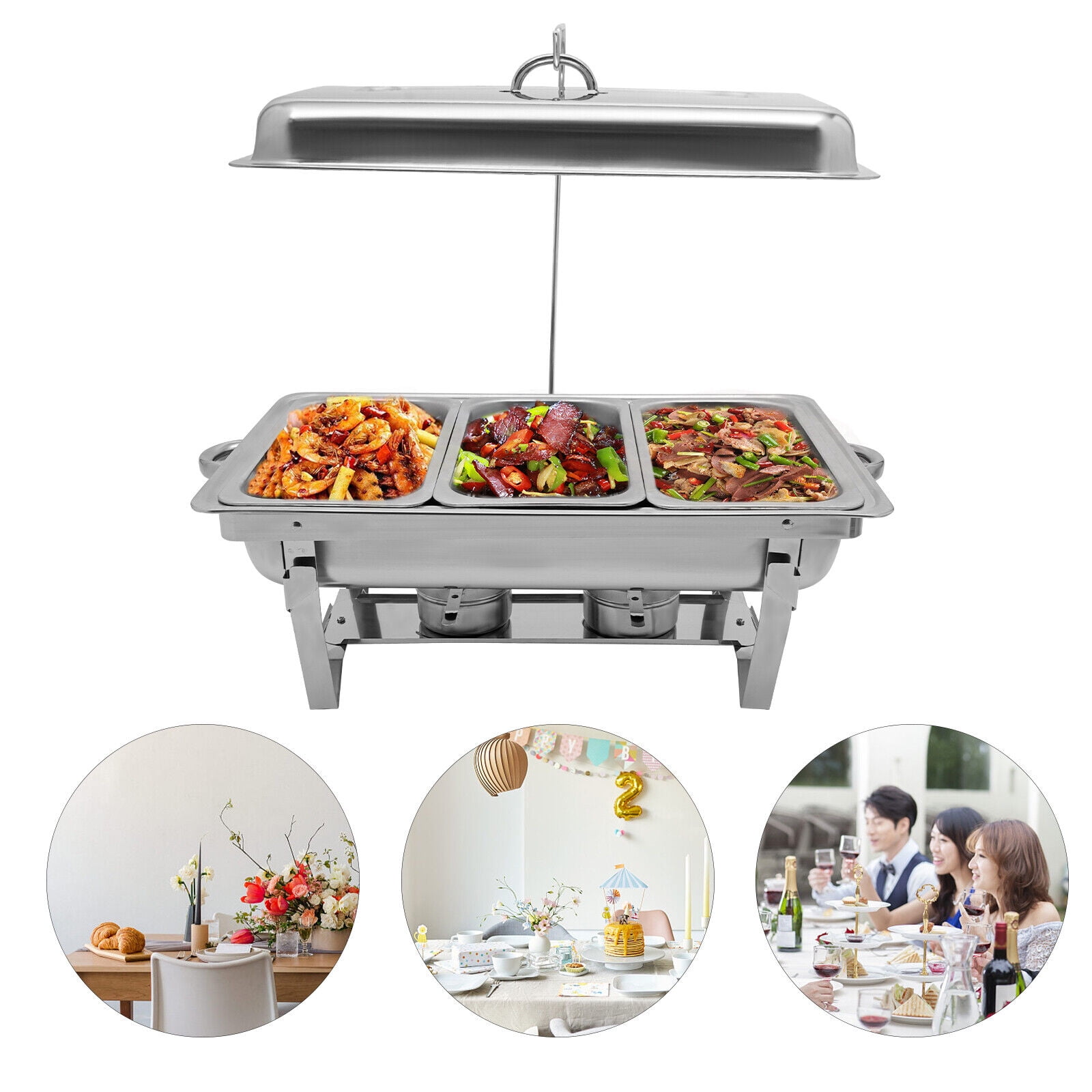 Miumaeov Chafing Dish Buffet Set Stainless Steel 9.5QT Food Warmer ...