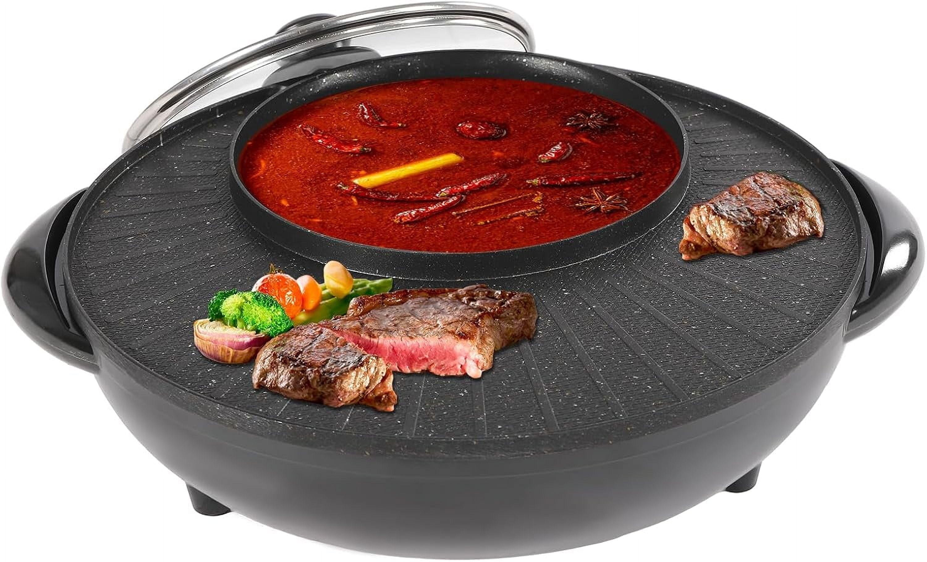 Miumaeov Circular Edition Hotpot Grill Combo Indoor BBQ 2-IN-1 Electric ...