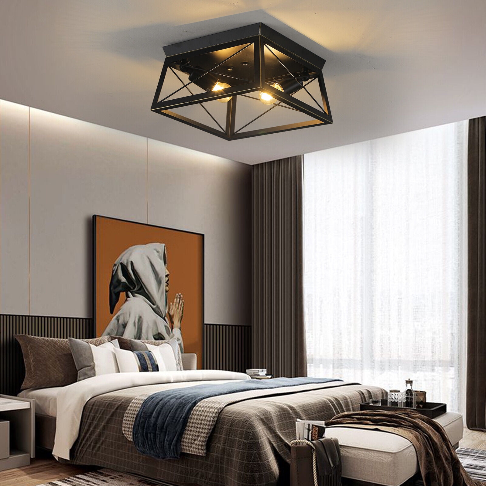 Miumaeov Classic Ceiling Light Ceiling Lighting Fixture Industrial Farmhouse Flush Mount ...