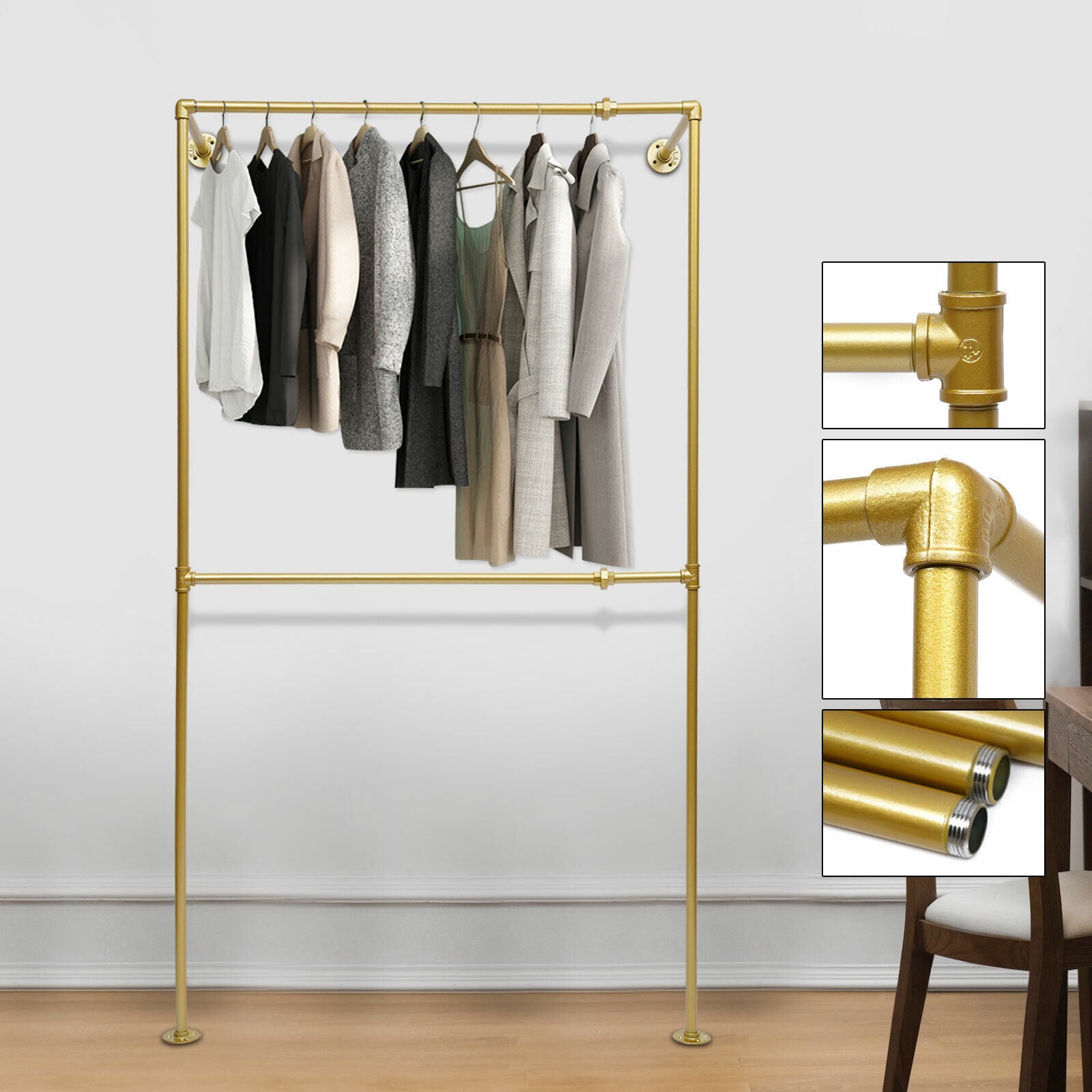 Miumaeov Clothes Display Stand - Floor Hanger 2 Tier Clothing Display ...