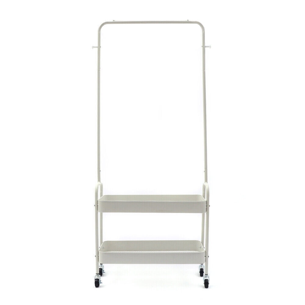 Miumaeov Portable Heavy Duty White Rolling Garment Rack, Free-Standing ...