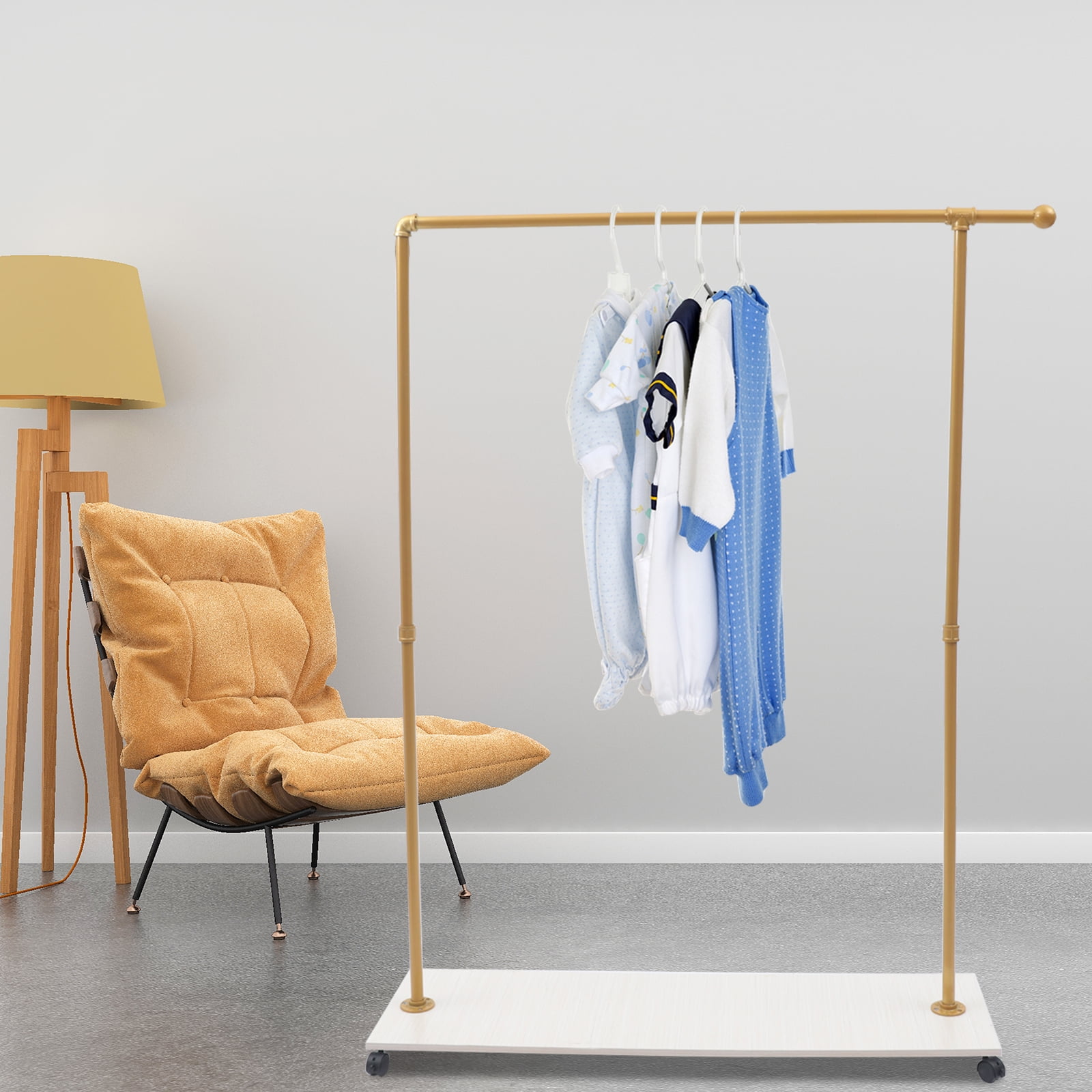 Miumaeov Clothing Racks Garment Metal Stand with Wood Shelves for ...
