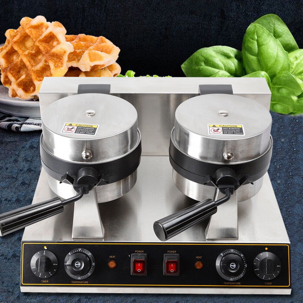 Miumaeov Commercial Dual Head Belgian Waffle Maker Rotating Double ...