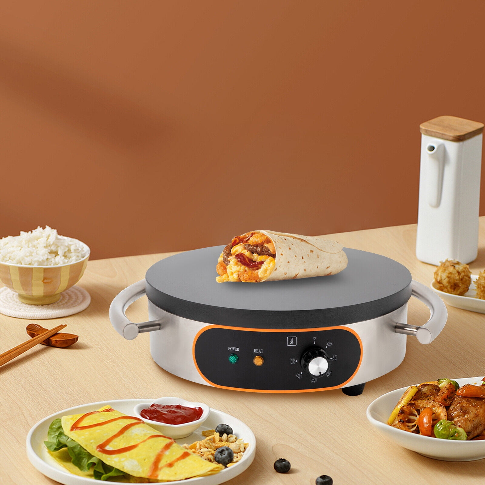 Miumaeov Commercial Electric Pancake Crepe Maker Machine Non-Stick Hot ...