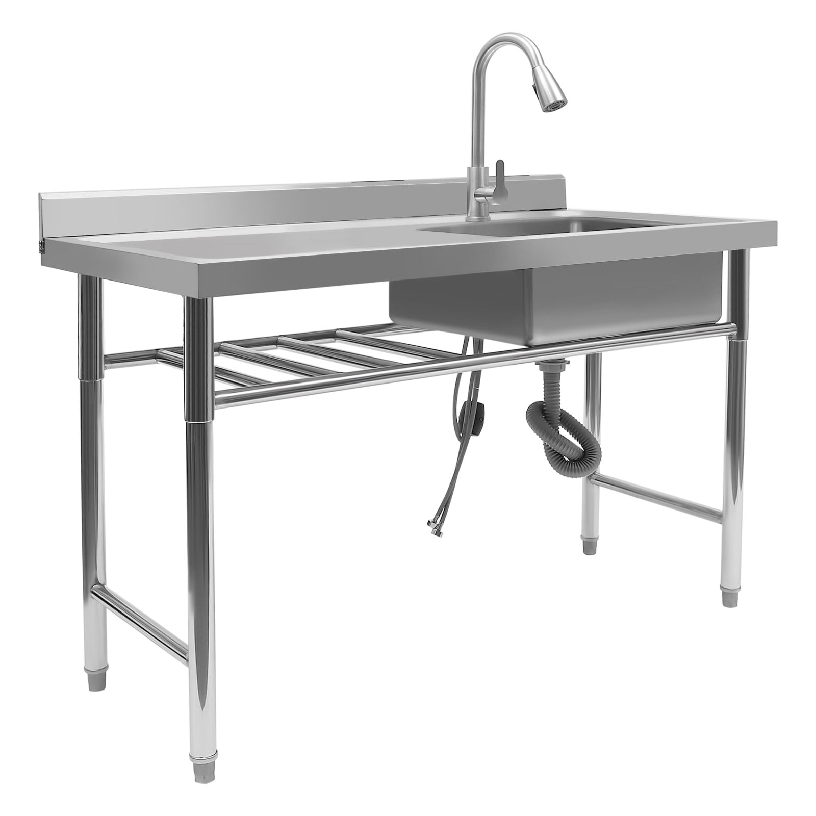 Miumaeov Commercial Freestanding Kitchen Sink, 201 Stainless Steel ...