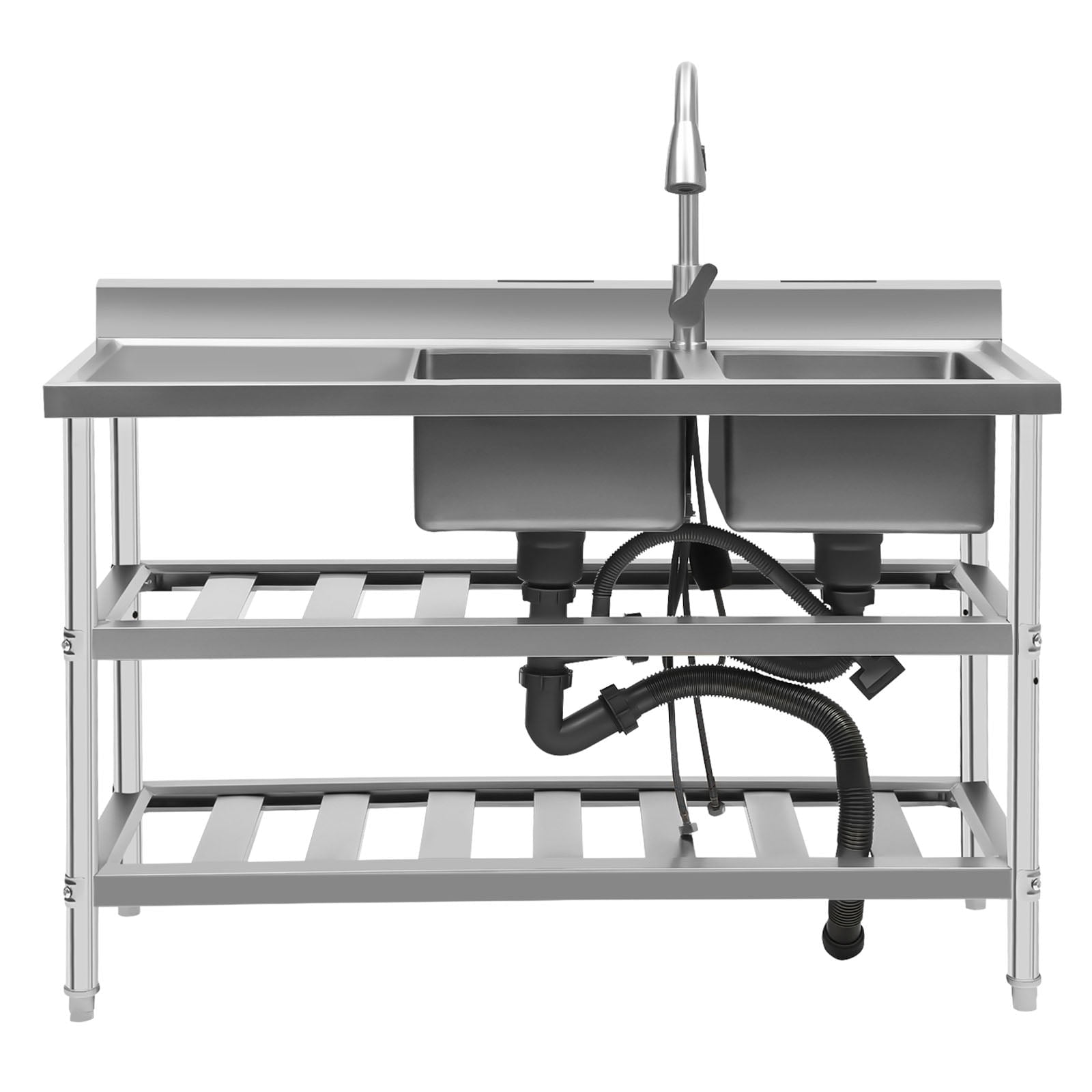 Miumaeov Commercial Restaurant Sink, Stainless Steel Utility Sink Free ...