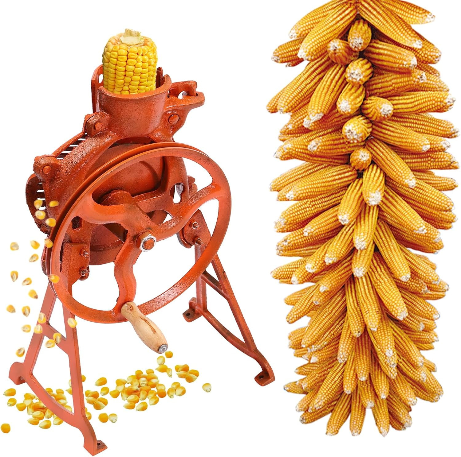 Miumaeov Corn Sheller Machine Hand Crank - Corn Cob Stripper with Stand ...