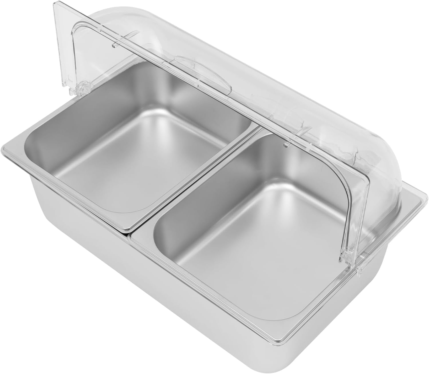 Miumaeov Countertop Food Serving Display Container, 2 Pan Stainless ...