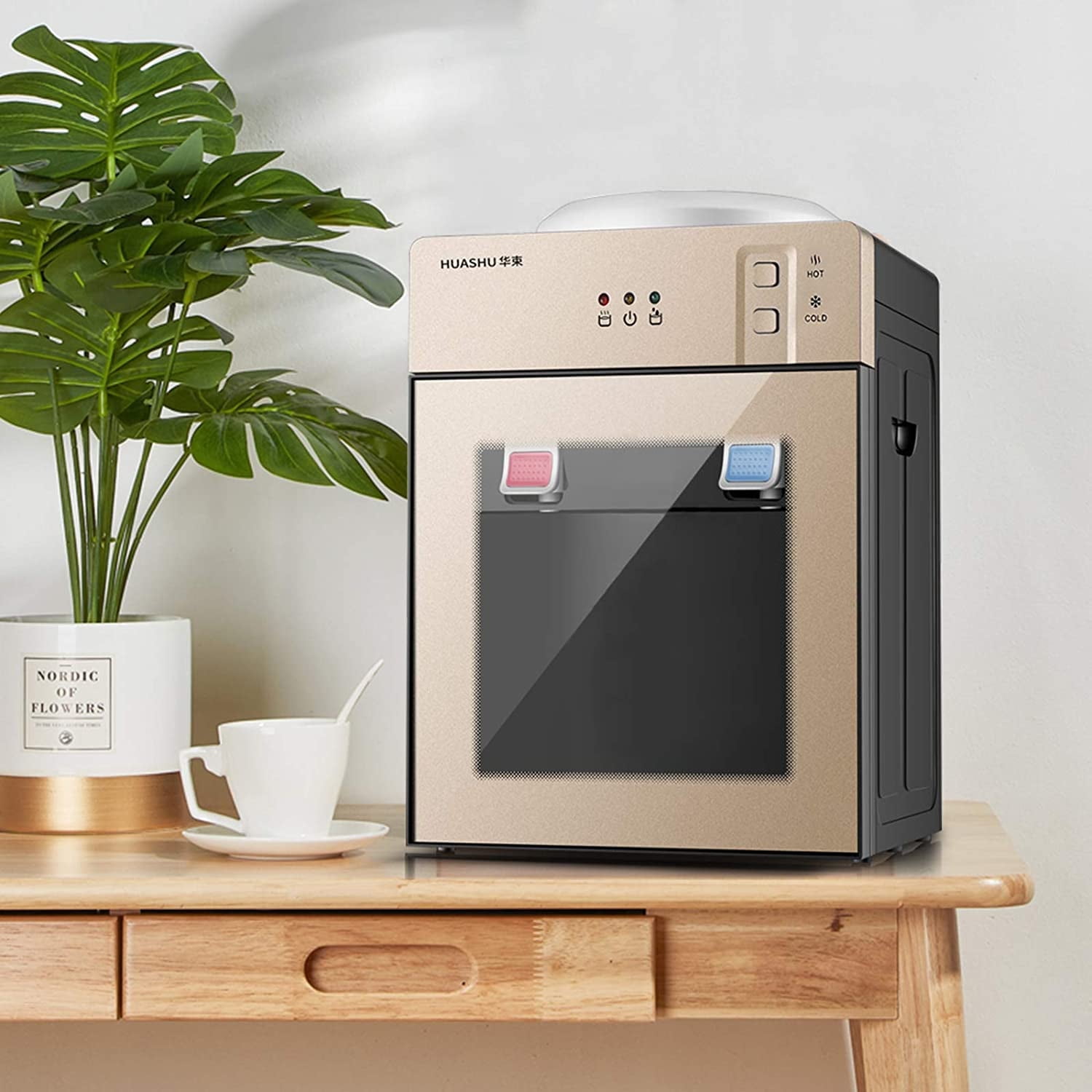 Miumaeov Countertop Hot and Cold Water Dispenser, Mini Refrigerated ...