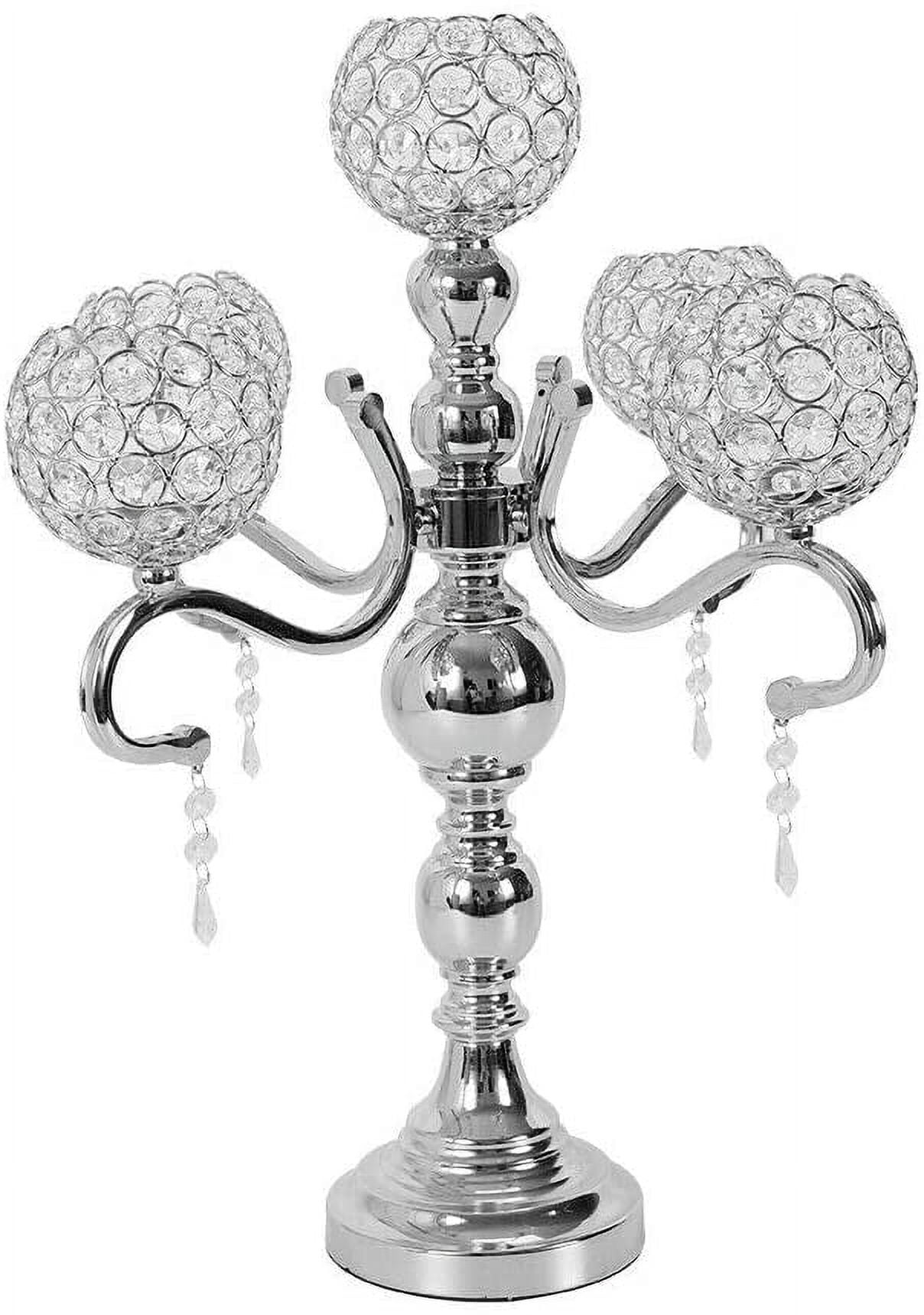 Miumaeov Decorative Table Stand, 5 Arm Crystal Candelabra with Hanging ...