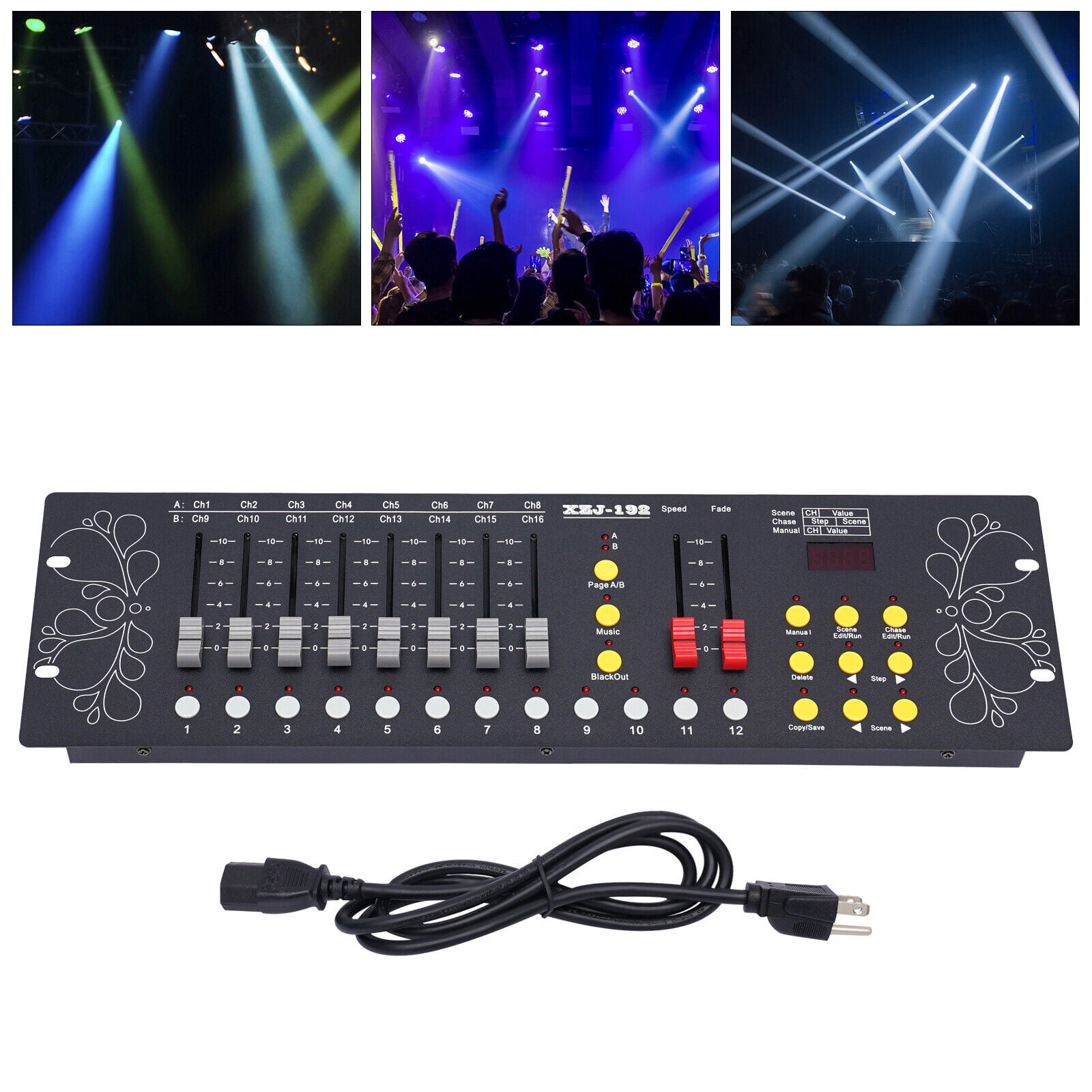 Miumaeov DMX Controller 192CH DMX Channel Console with Power Cord Sound Control Mode Stage ...