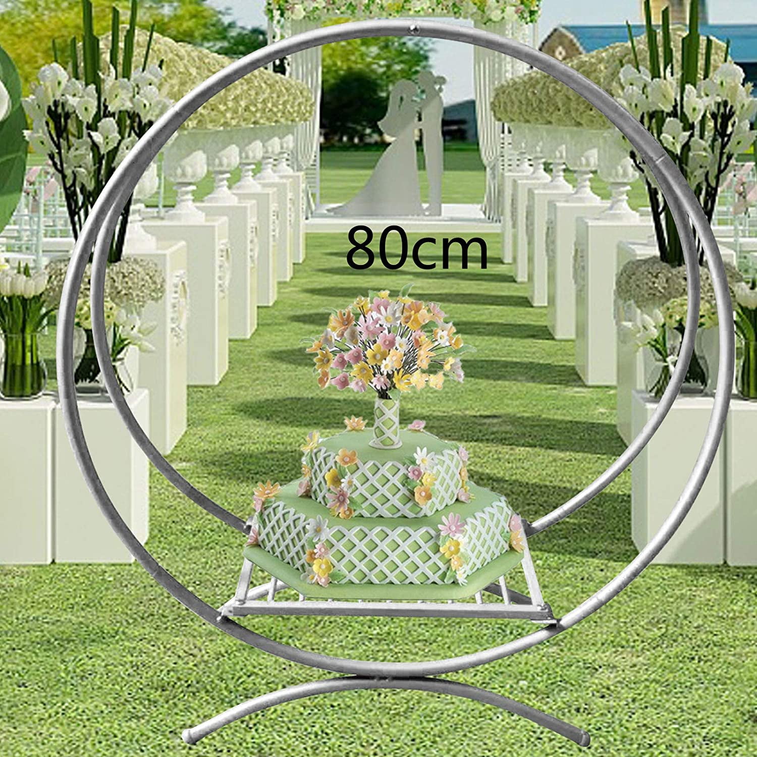 Miumaeov Decorative Circular Wedding Arch Backdrop Cake Stand with ...