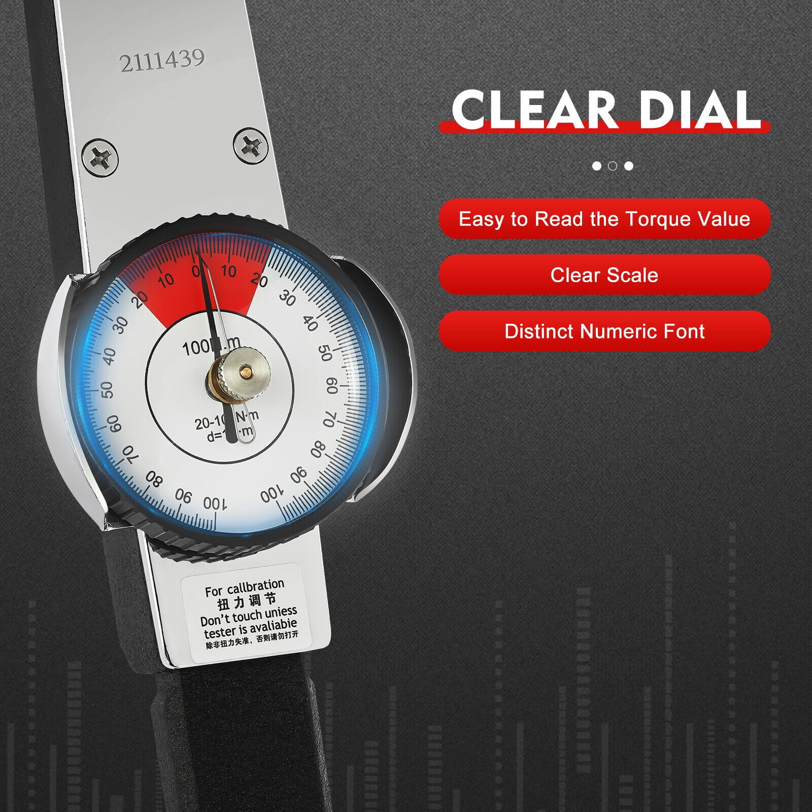 Miumaeov Dial Indicator Torque Wrench Indicating Torquemeter 0-100n.m ...