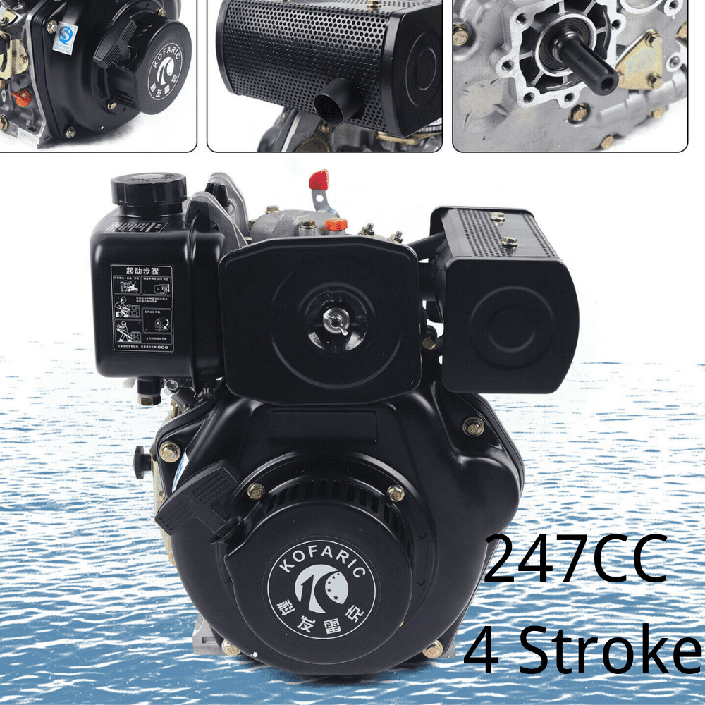 Miumaeov 4-Stroke Single Cylinder Air-Cooled Diesel Engine, 247CC Small ...