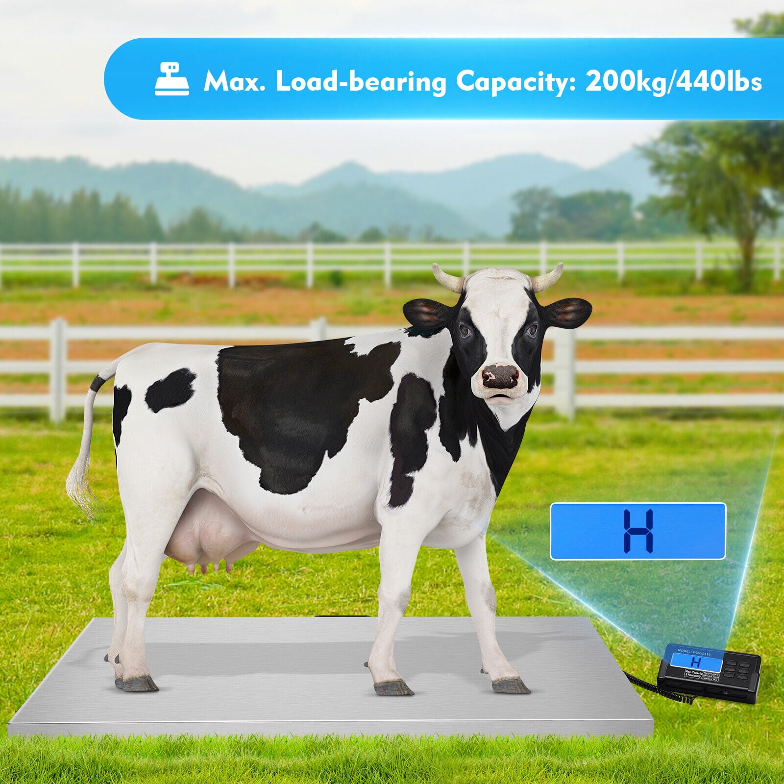 Miumaeov Digital Livestock Scale 440Lbs 40.9x20.5 Inch Stainless Steel ...