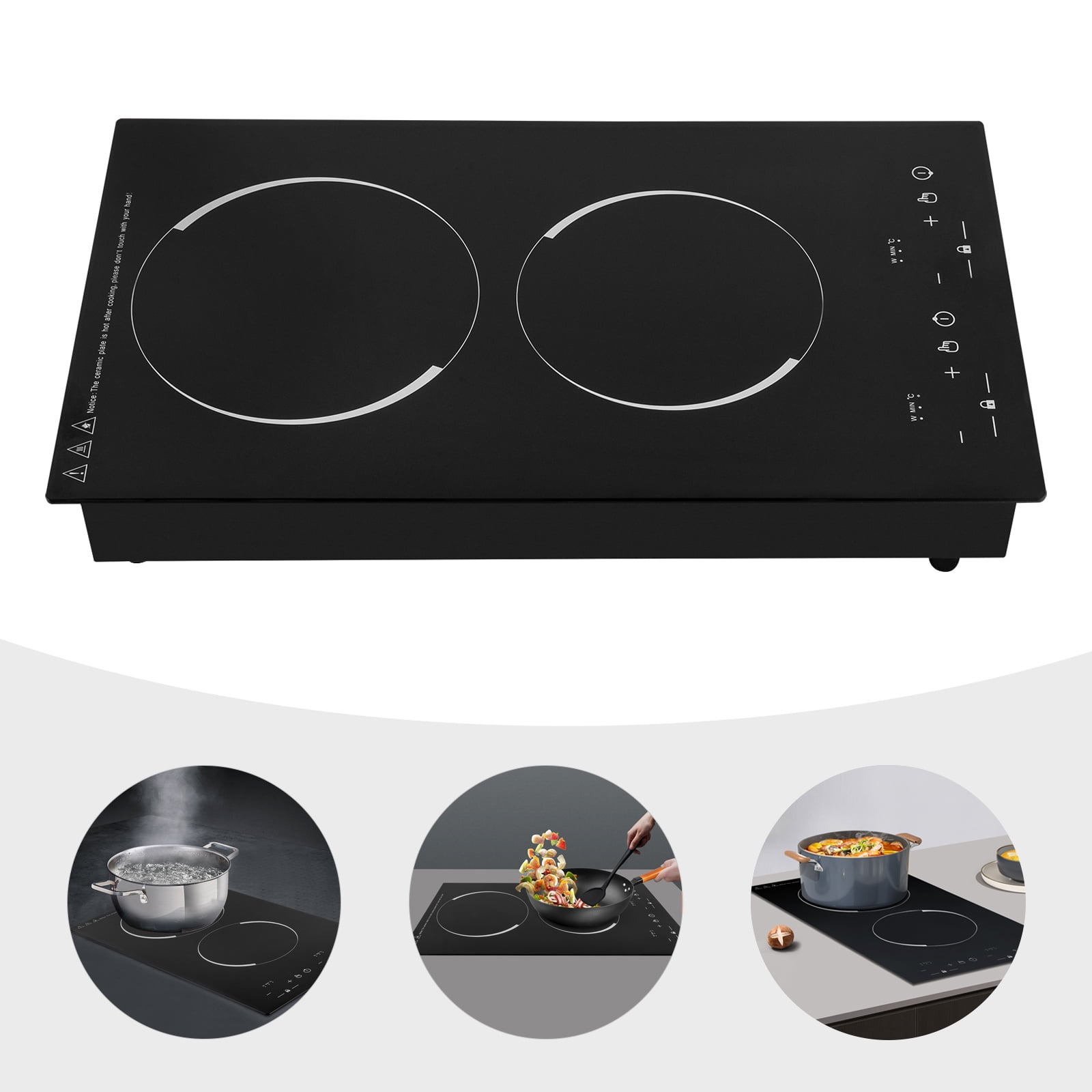 Miumaeov Portable Double Induction Cooktop, 2 Burner, Ultrathin, 1200W ...