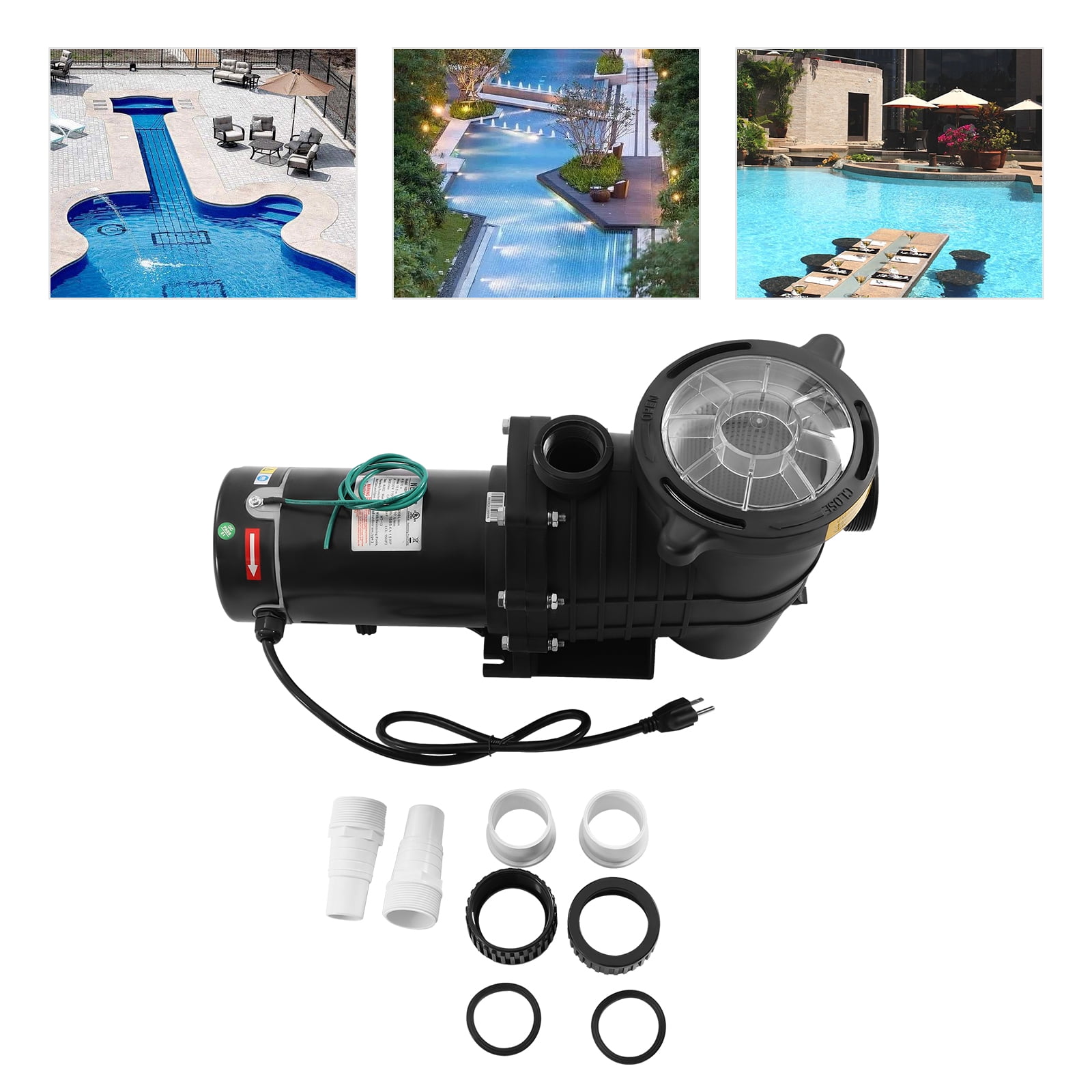 Miumaeov Dual Voltage Pool Pump 1.5 HP 108GPM Powerful Self Priming ...
