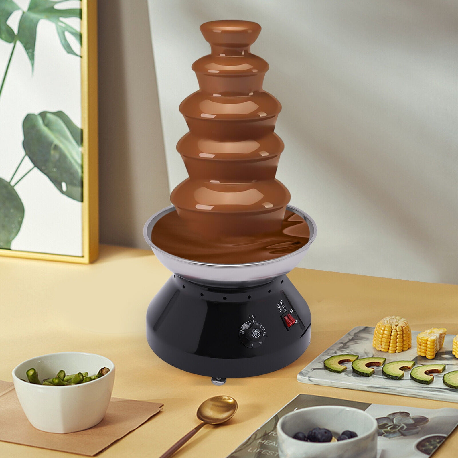 Miumaeov Electric Chocolate Fondue Fountain 5 Tier Chocolate Melting ...