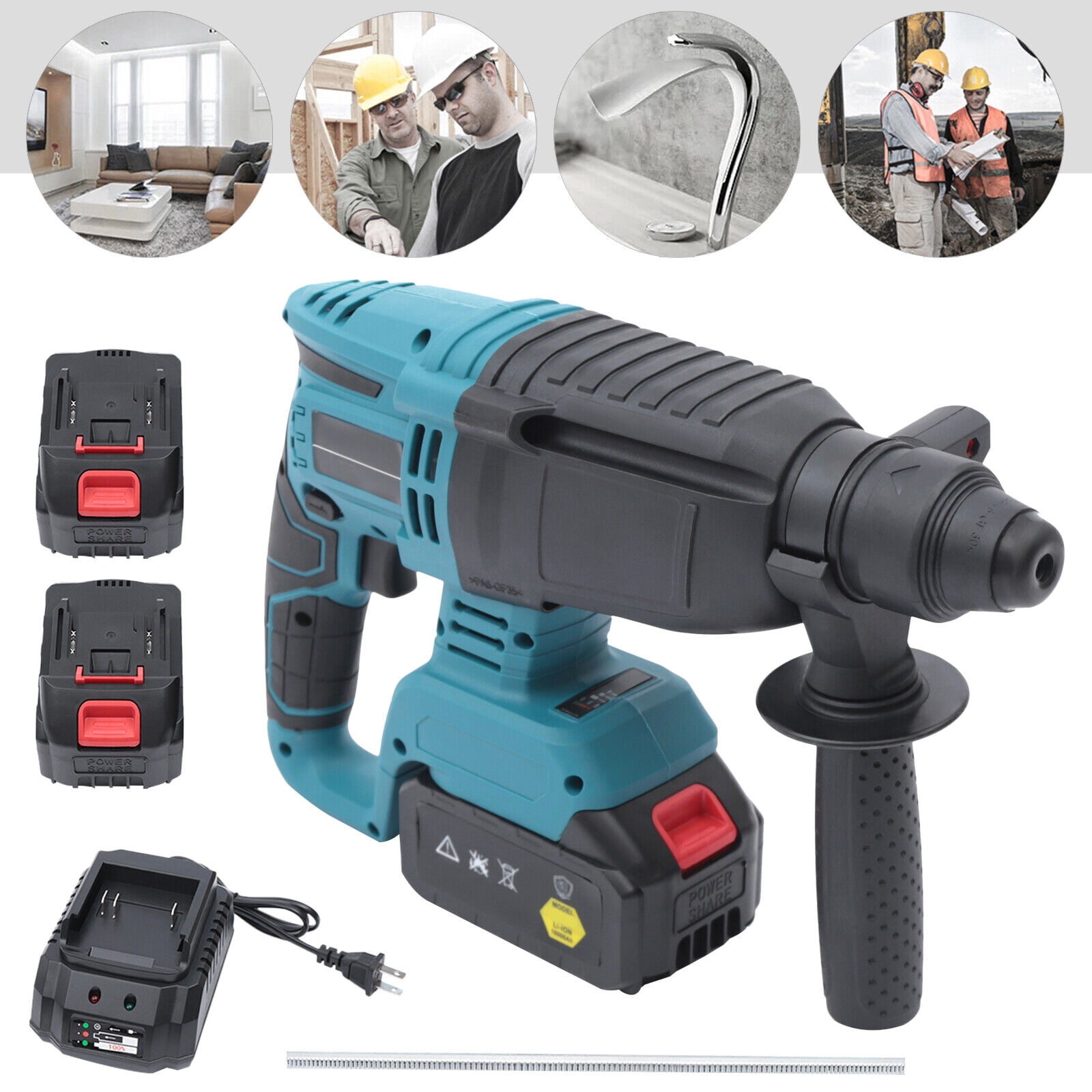 Miumaeov Electric Cordless Rotary Demolition Jack Hammer Concrete ...