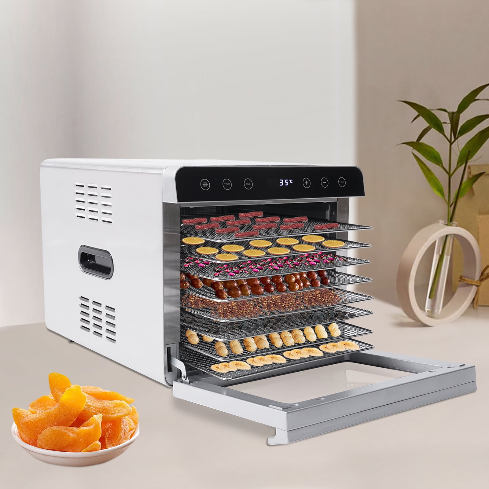 Miumaeov Electric Food Dehydrator Machine with 8 Stainless Steel Trays ...