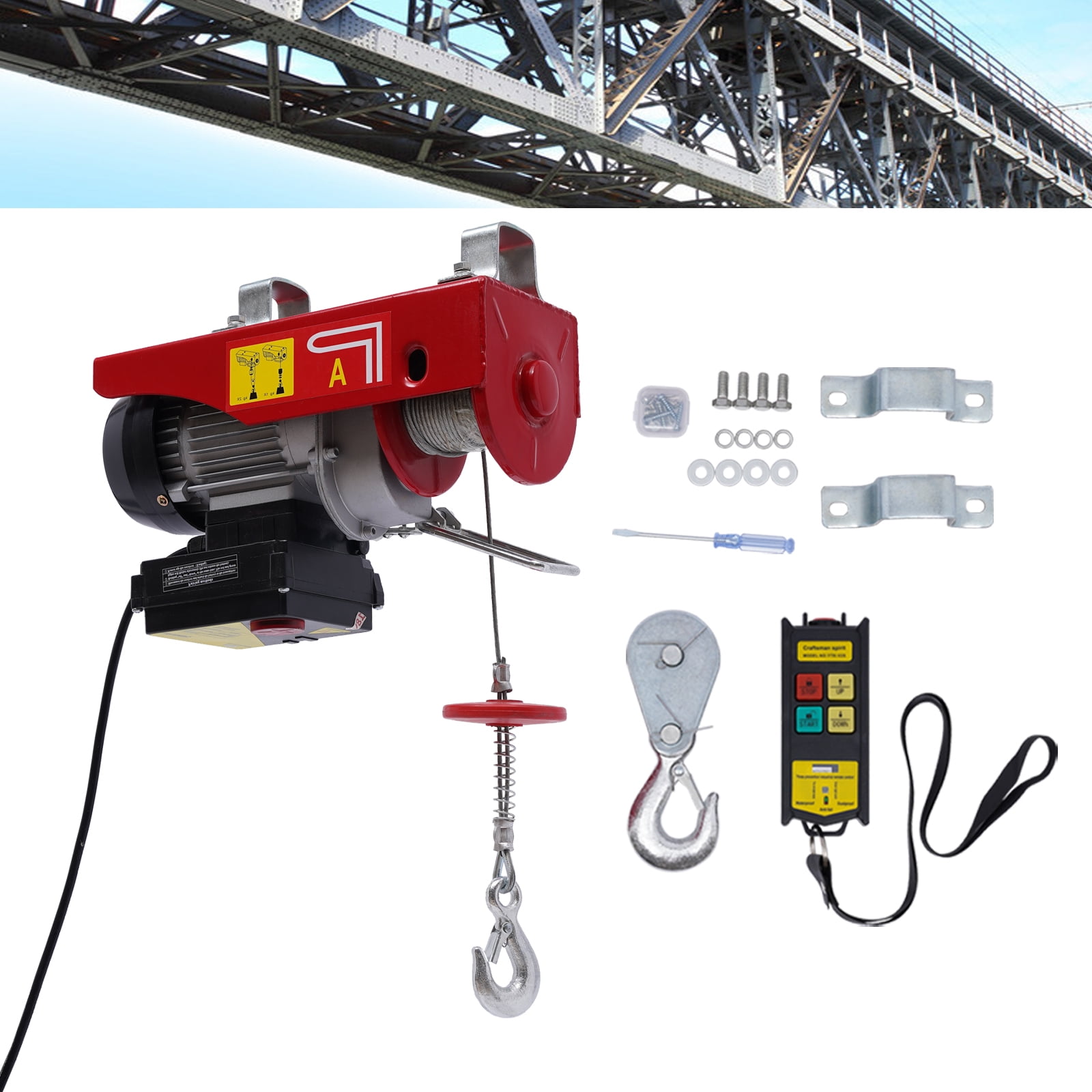 Miumaeov 110V Electric Hoist, Wireless Remote Control, Single/Double ...