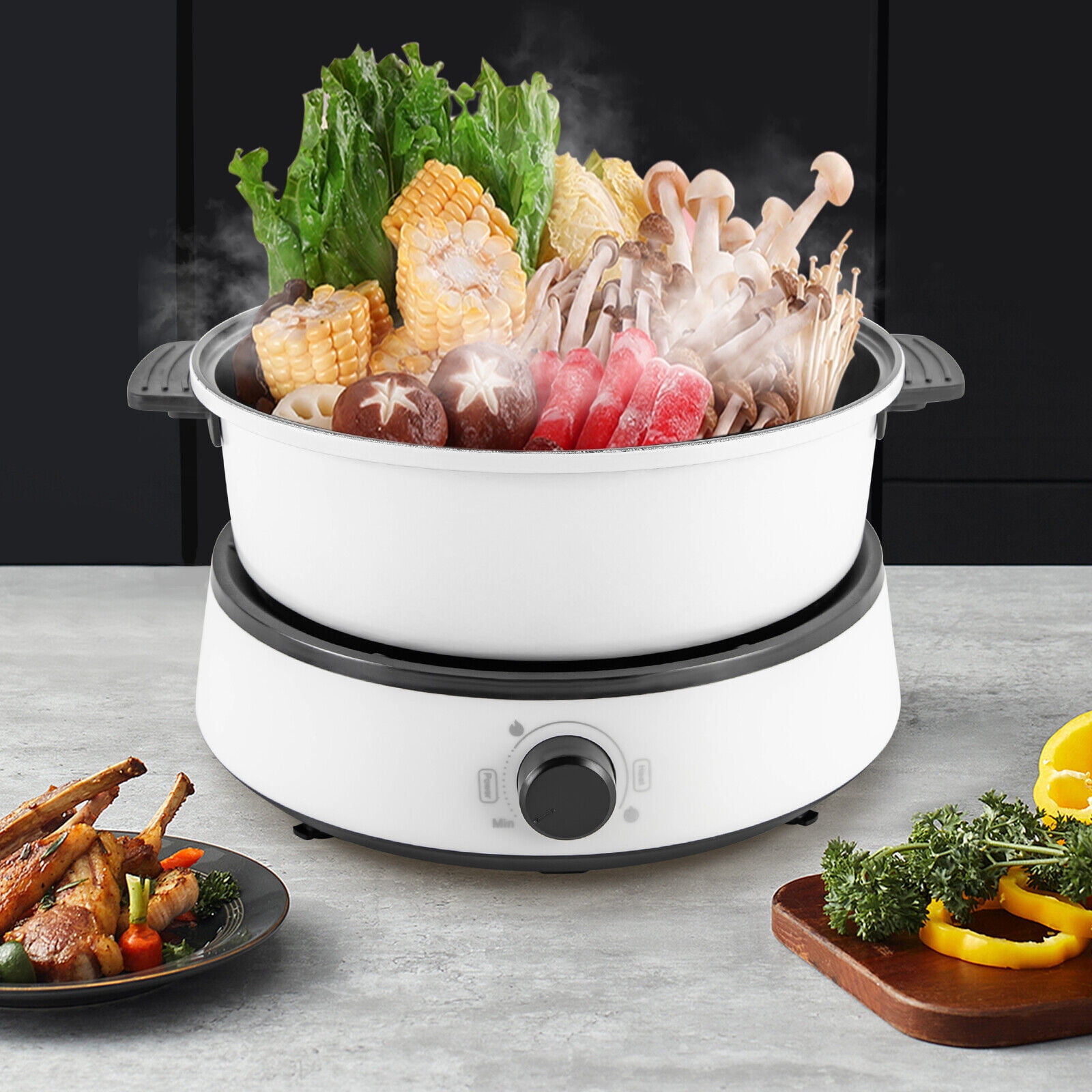 Miumaeov Electric Hot Pot with Induction Cooker and Clear Lid Non-Stick ...