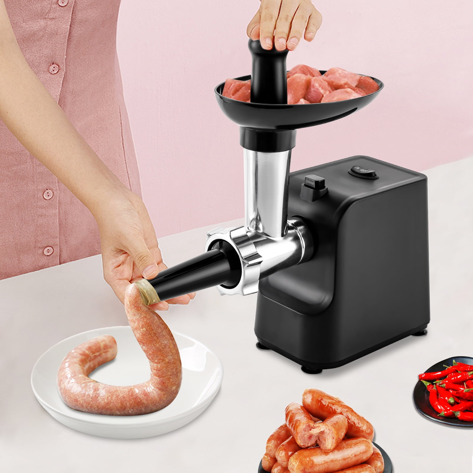 Miumaeov Electric Meat Grinder Stainless Steel Meat Grinder with 3 ...