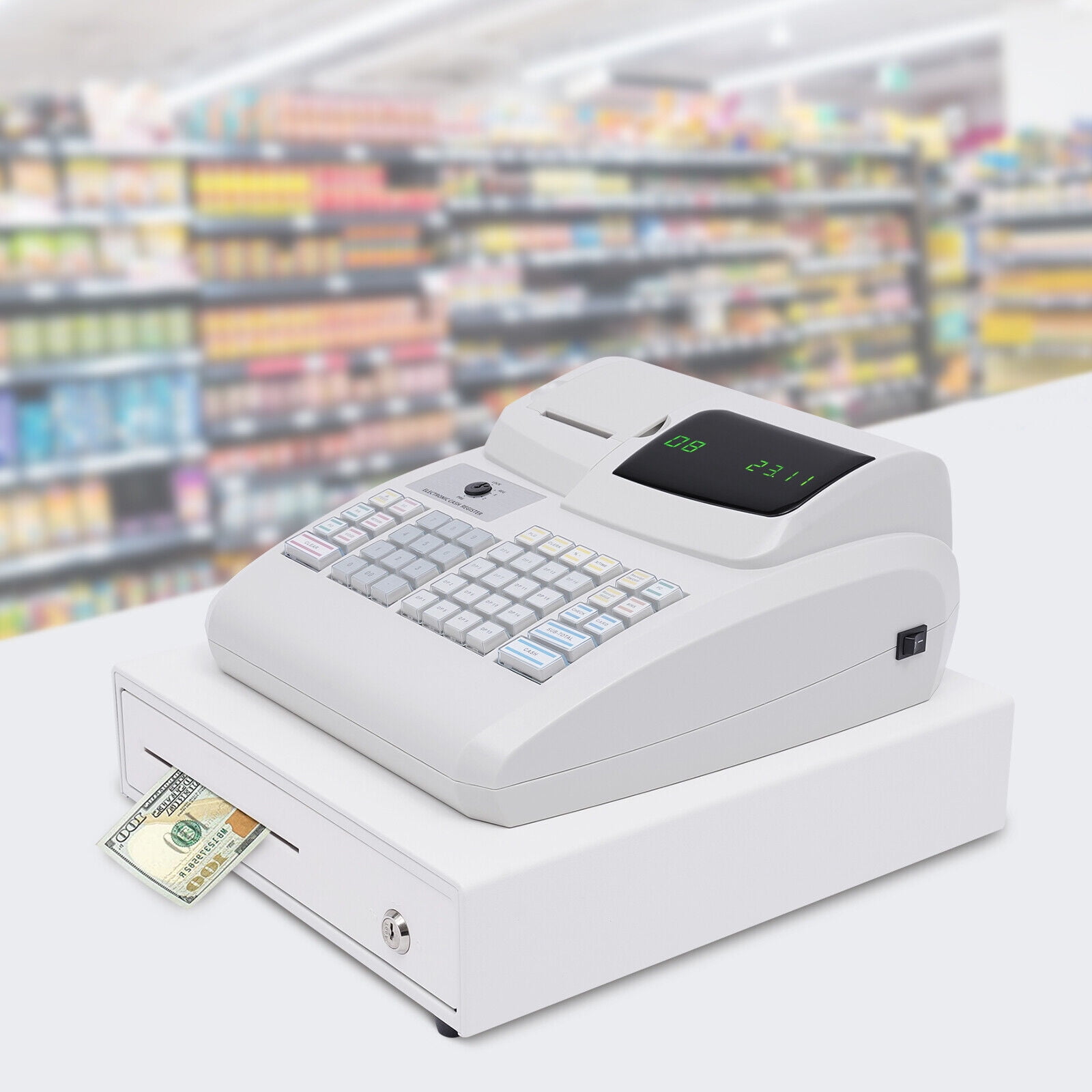Miumaeov Electronic POS System Cash Register 47 Keys 6 Digital LED ...