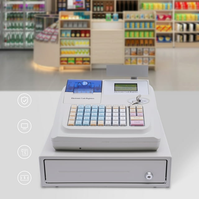 Miumaeov Electronic POS System Cash Register with 48 Keys Digital LED ...