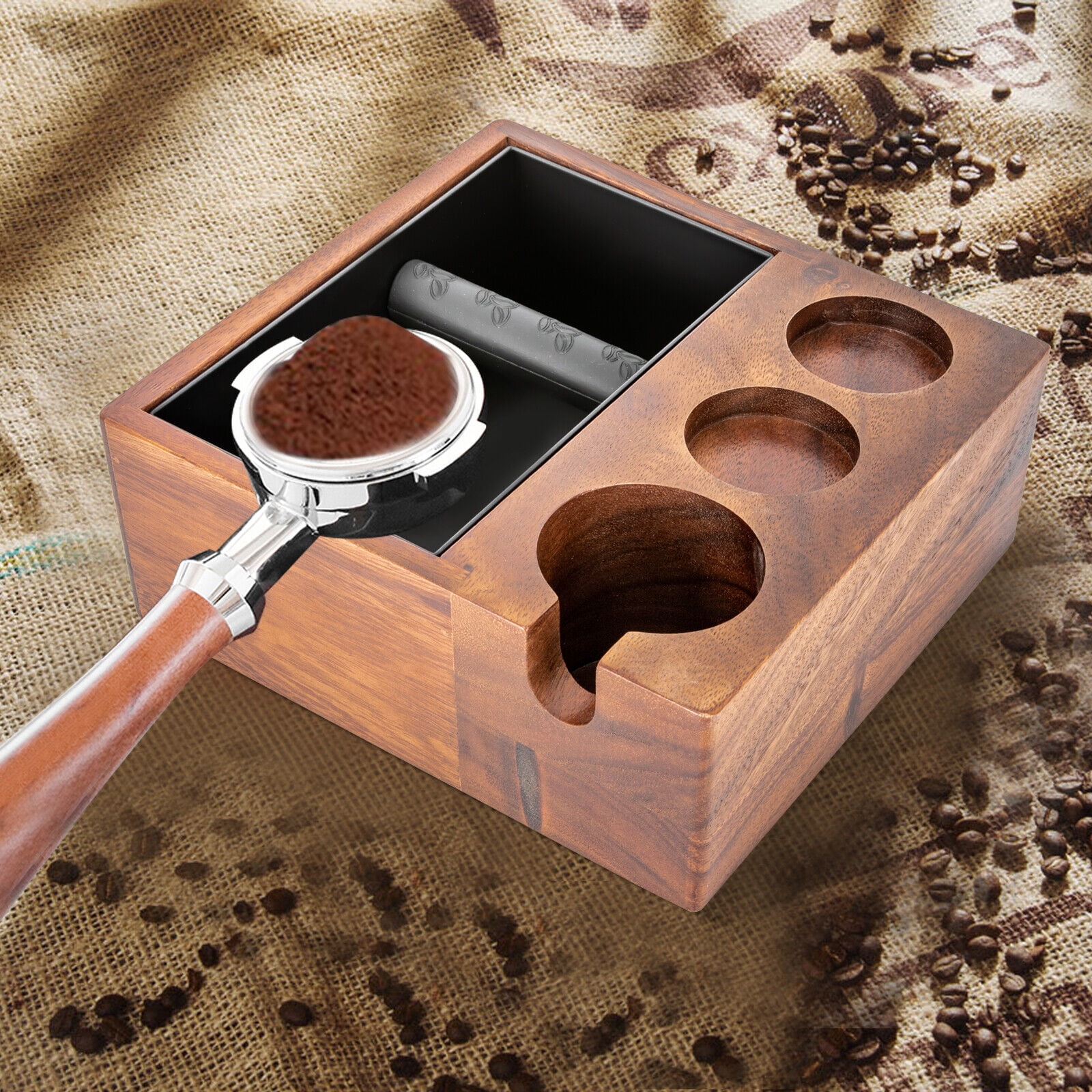 Miumaeov Espresso Knock Box Walnut 4-in-1 Espresso Accessories ...