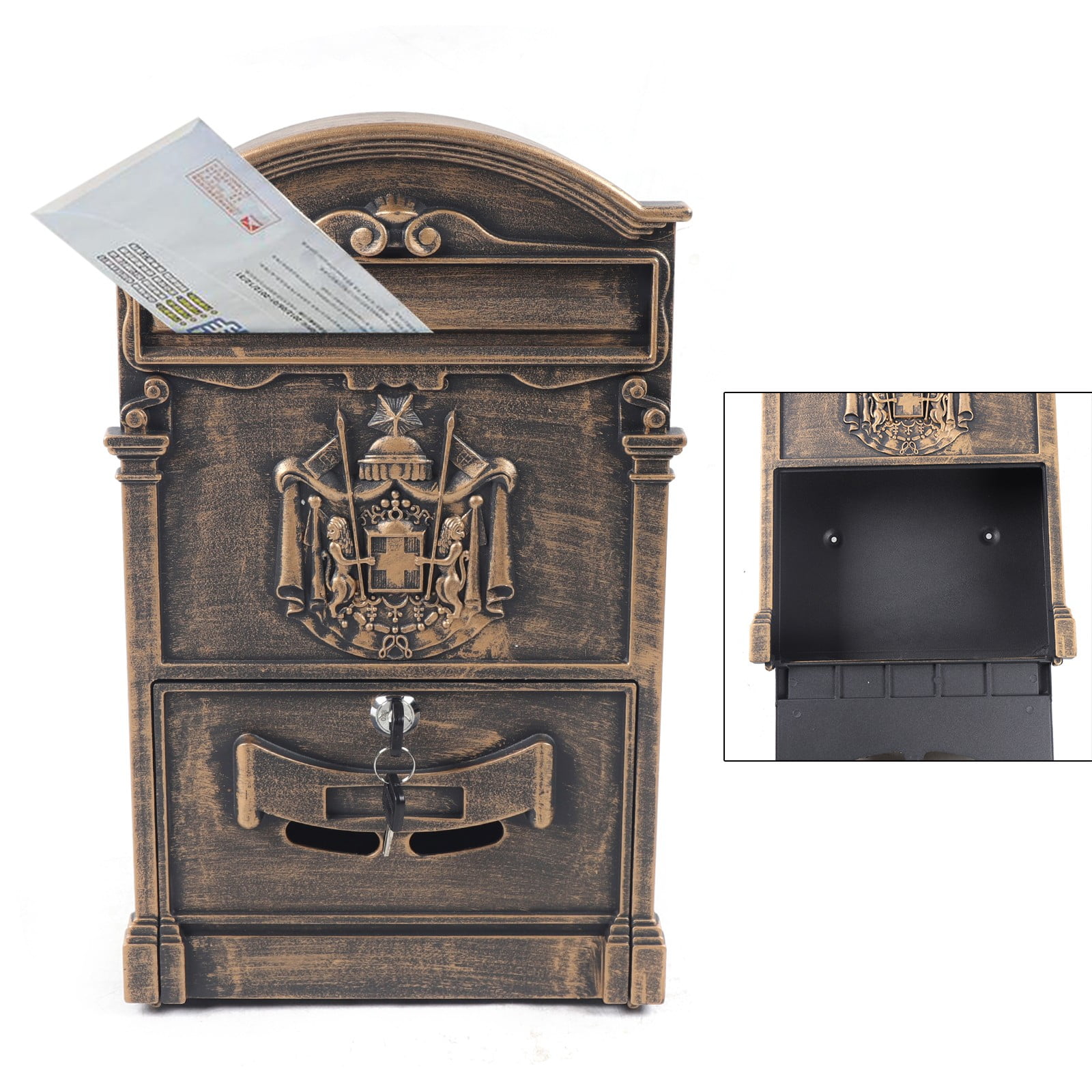 Miumaeov European Retro Post Lox Wall-mounted Lockable Mailbox Security ...
