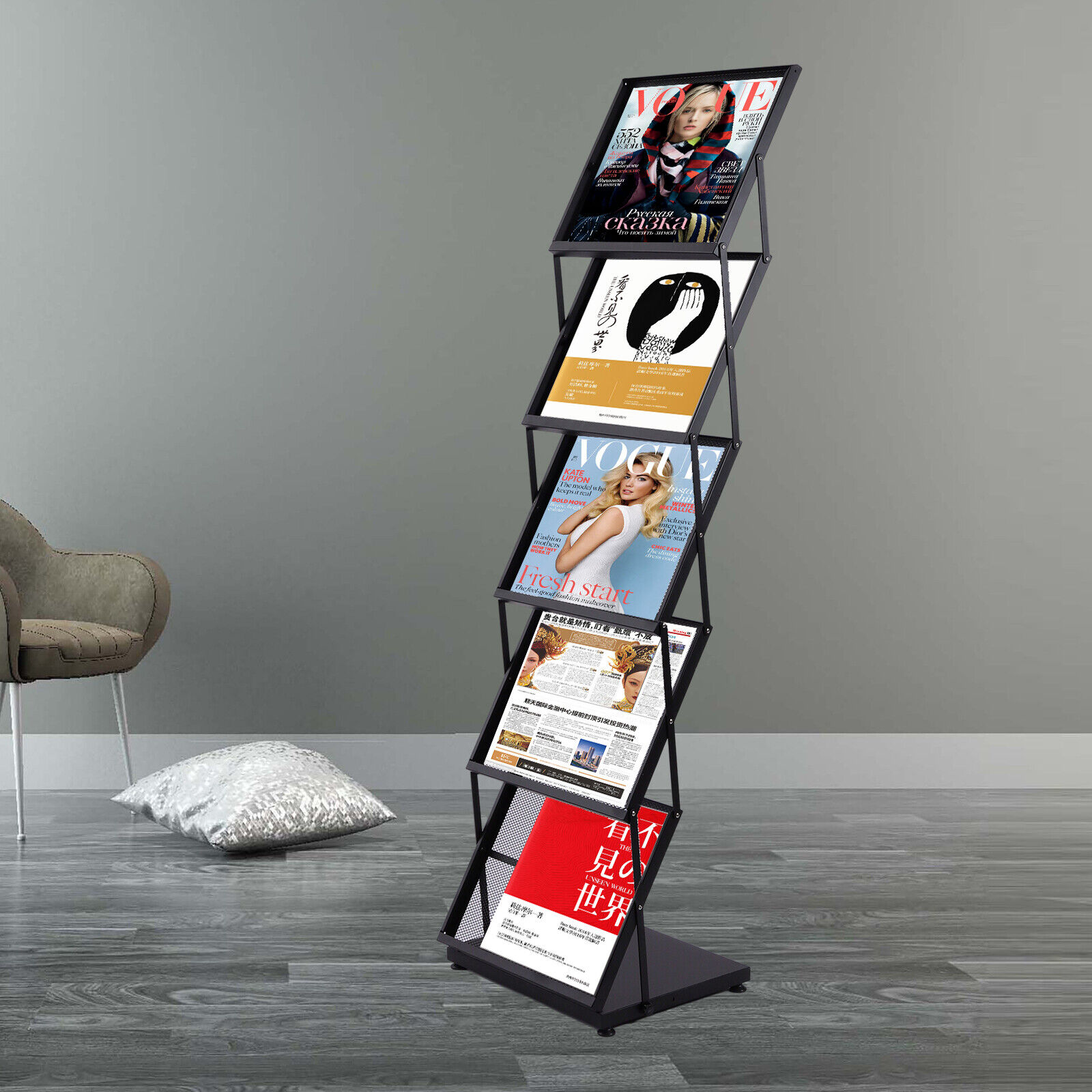 Miumaeov Foldable Office Racks Display Magazine Rack Brochure Stand ...