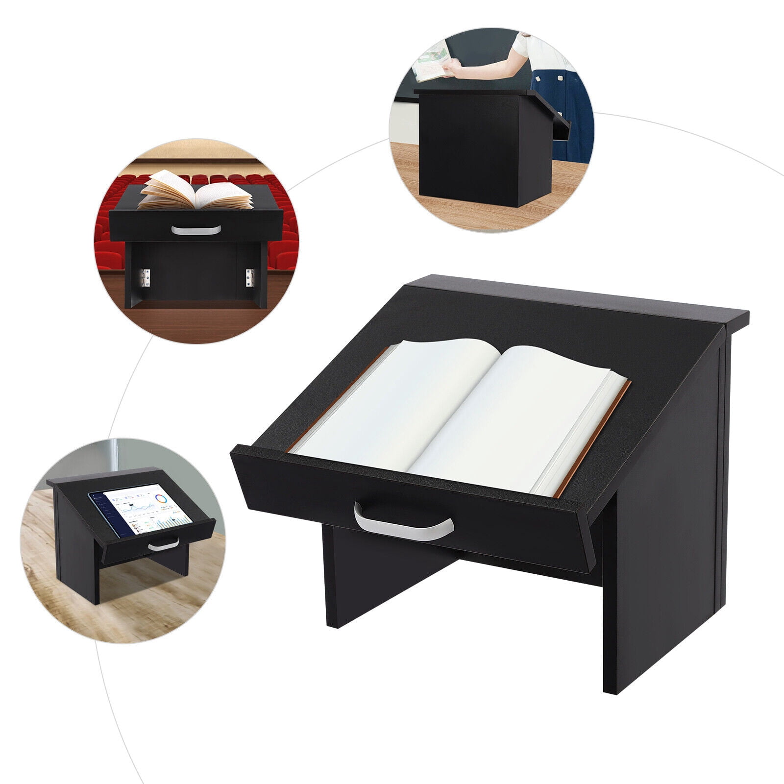 Miumaeov Foldable Tabletop Platform Wooden Teacher Presentation Podium ...