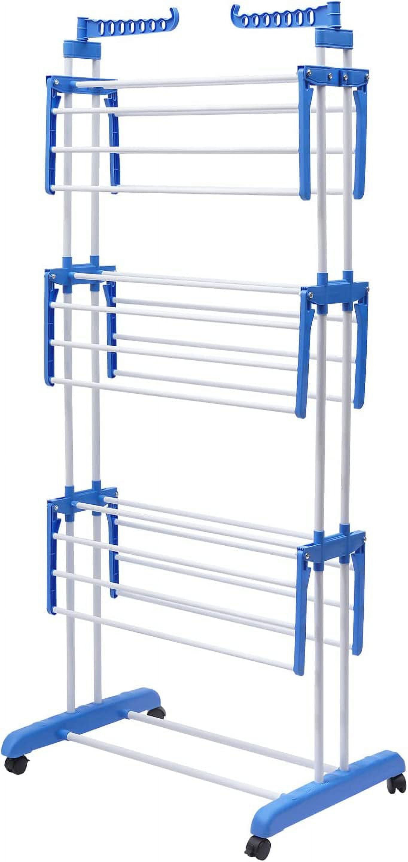 Miumaeov Folding Dryer Hanger with Casters, 3-Layer Portable Stand ...