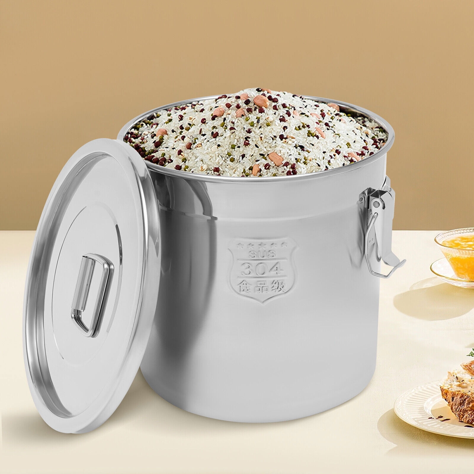 Miumaeov Food Container 304 Stainless Steel Airtight Canister Flour ...