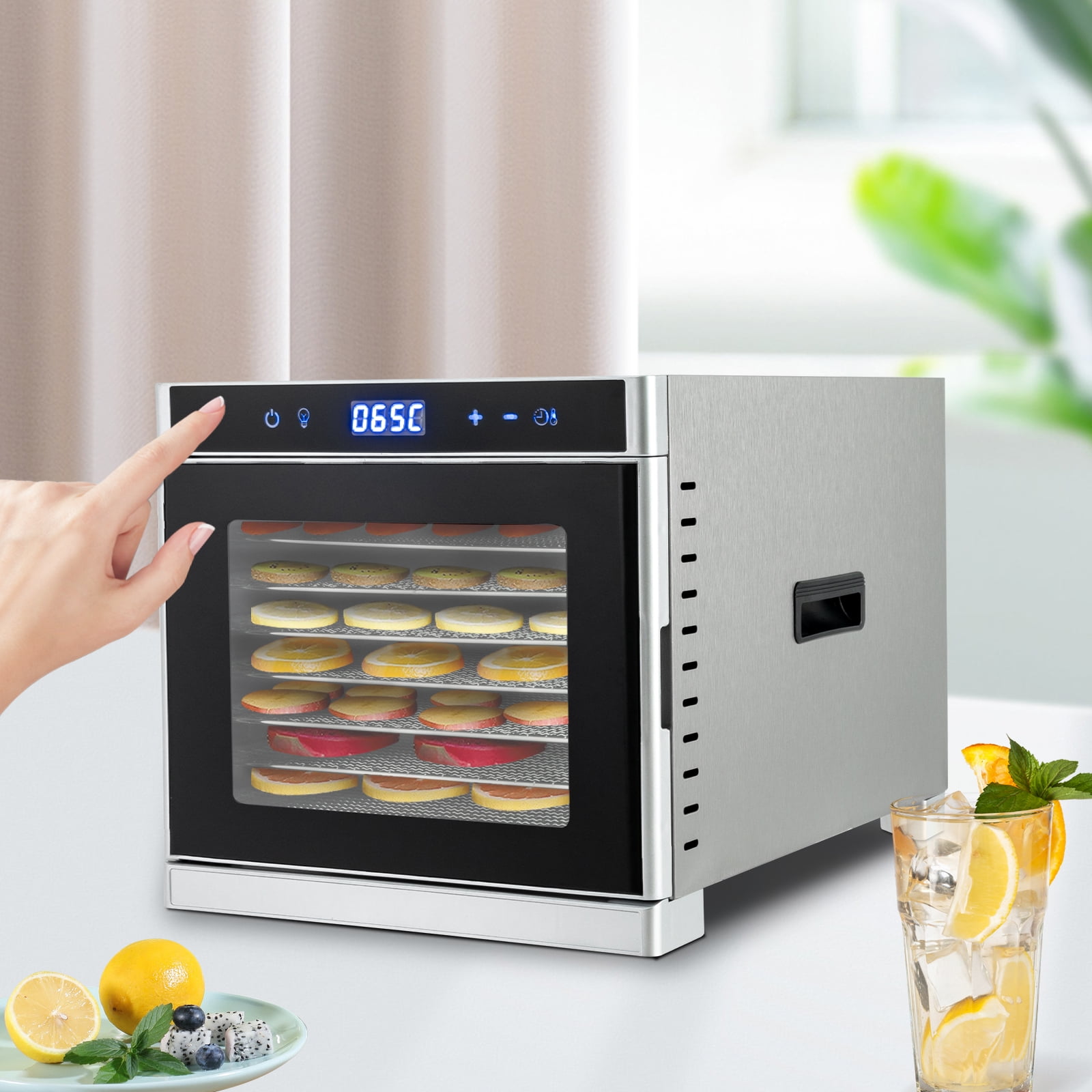 Miumaeov 700W Steel Food Dehydrator, 6/8 Trays, LED Display for Fruits ...