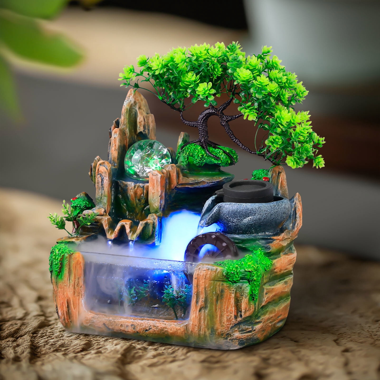 Miumaeov Fountains Waterfall Indoor Relaxation Desktop Fountain ...