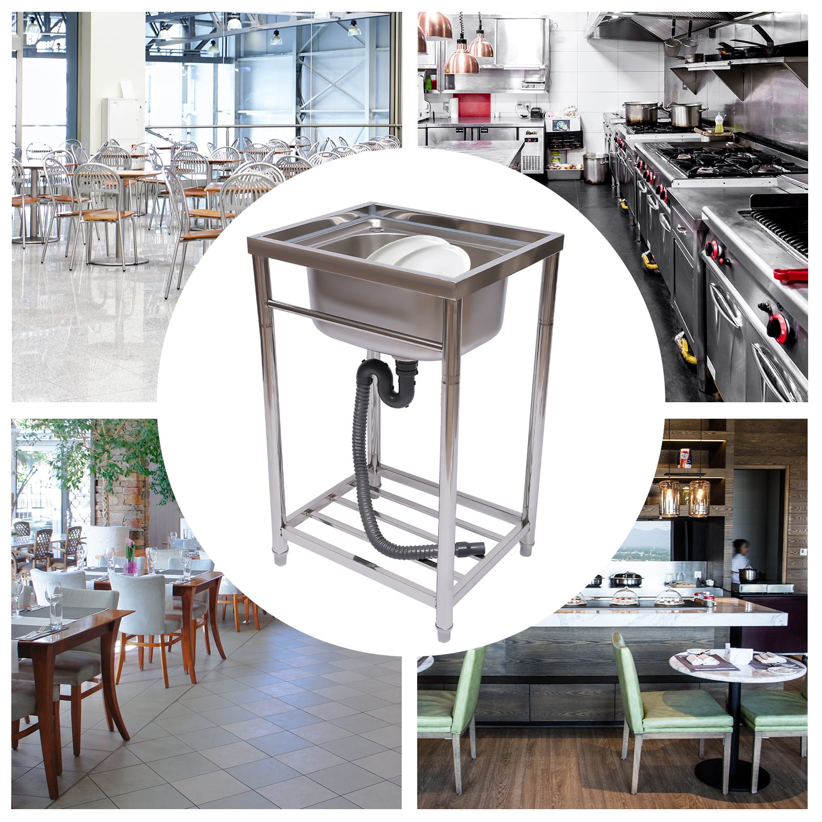 Miumaeov Free Standing Stainless-Steel Single Bowl Commercial ...