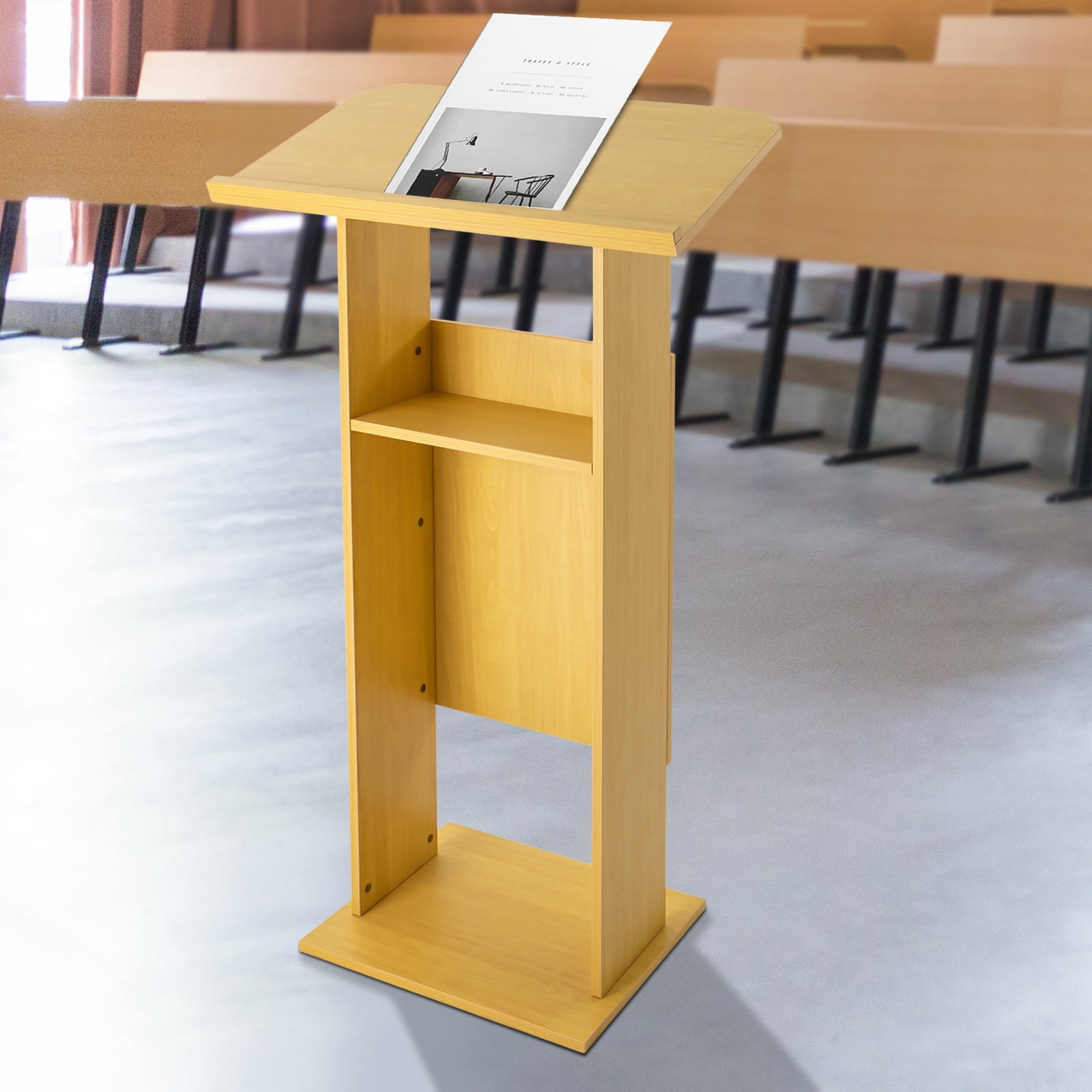 Miumaeov Free Standing Wooden Podium Stand for Conference Rooms Schools ...