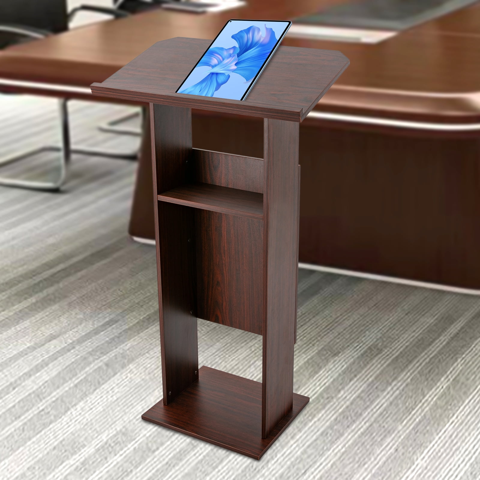 Miumaeov Free Standing Wooden Podium Stand for Conference Rooms Schools ...