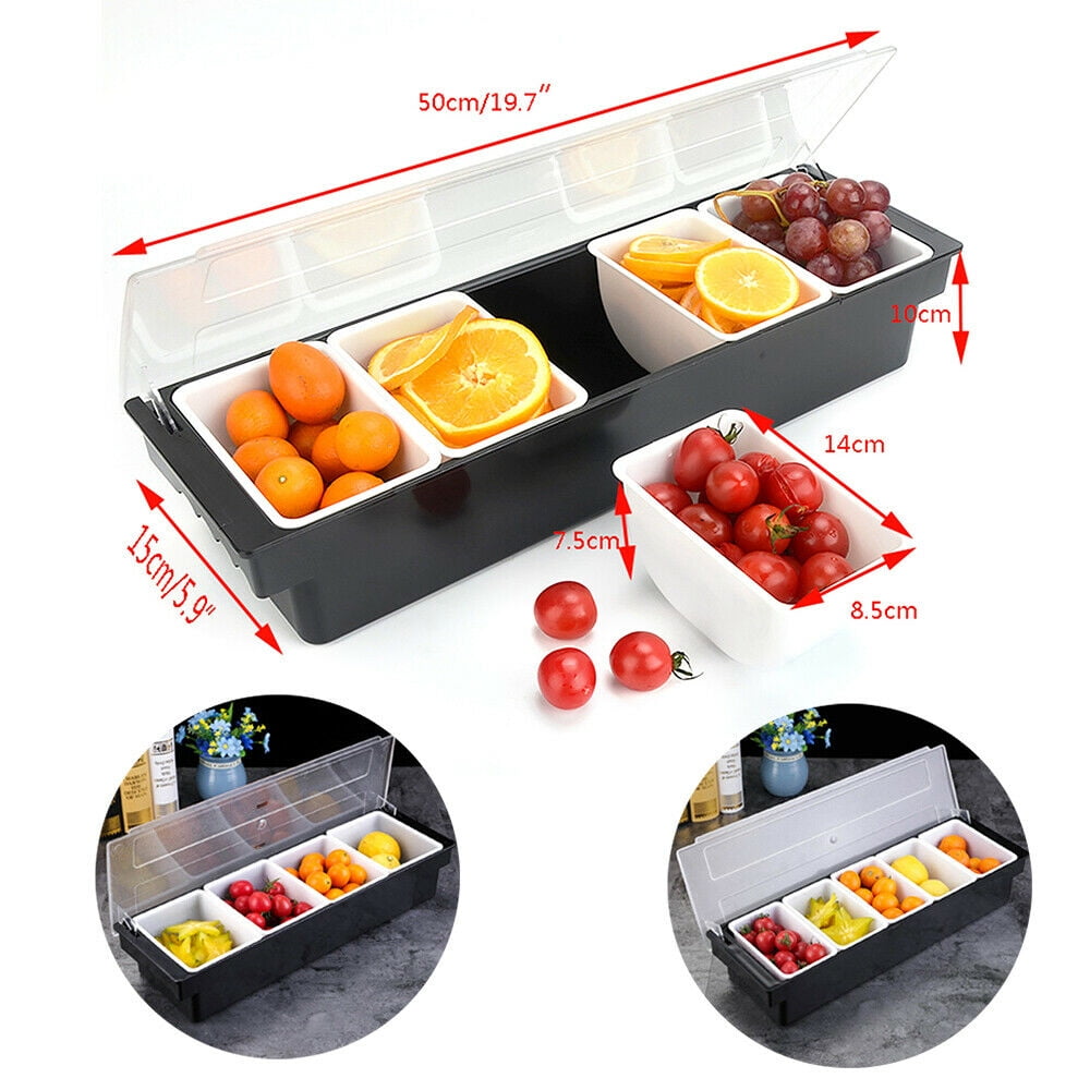 Miumaeov Fruit Salad Tray Condiment Dispenser Bar Iced Cooled Storage ...