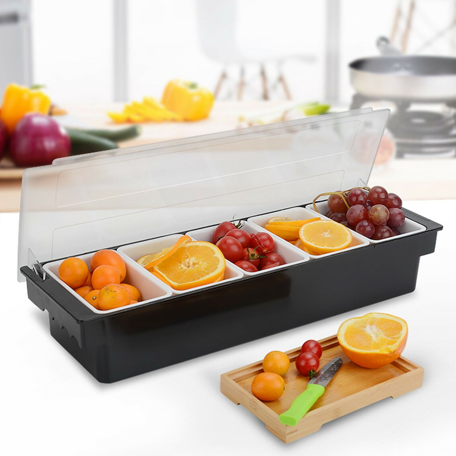 Miumaeov Fruit Salad Tray Condiment Dispenser Bar Iced Cooled Storage ...