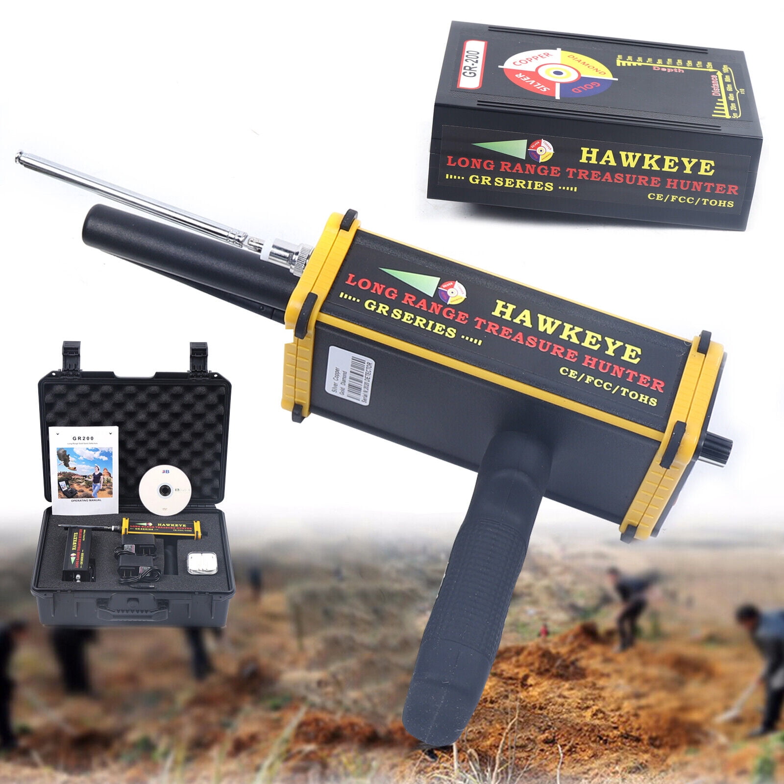 Miumaeov GR-200 Metal Detector Underground 100m Long Range Gold Silver ...