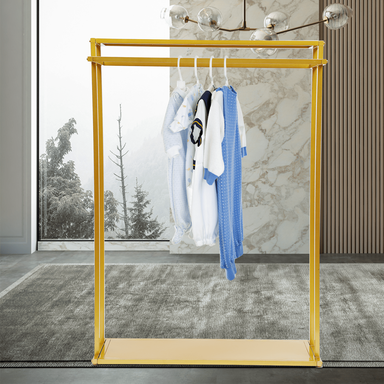 Miumaeov Garment Rack Freestanding Hanger Double Rods Multi-functional ...