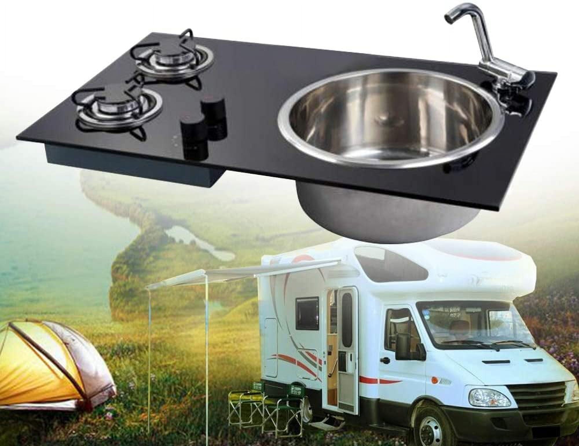 Miumaeov Gas Camping Stove 2 Burners Boat Caravan RV Camper LPG Gas ...