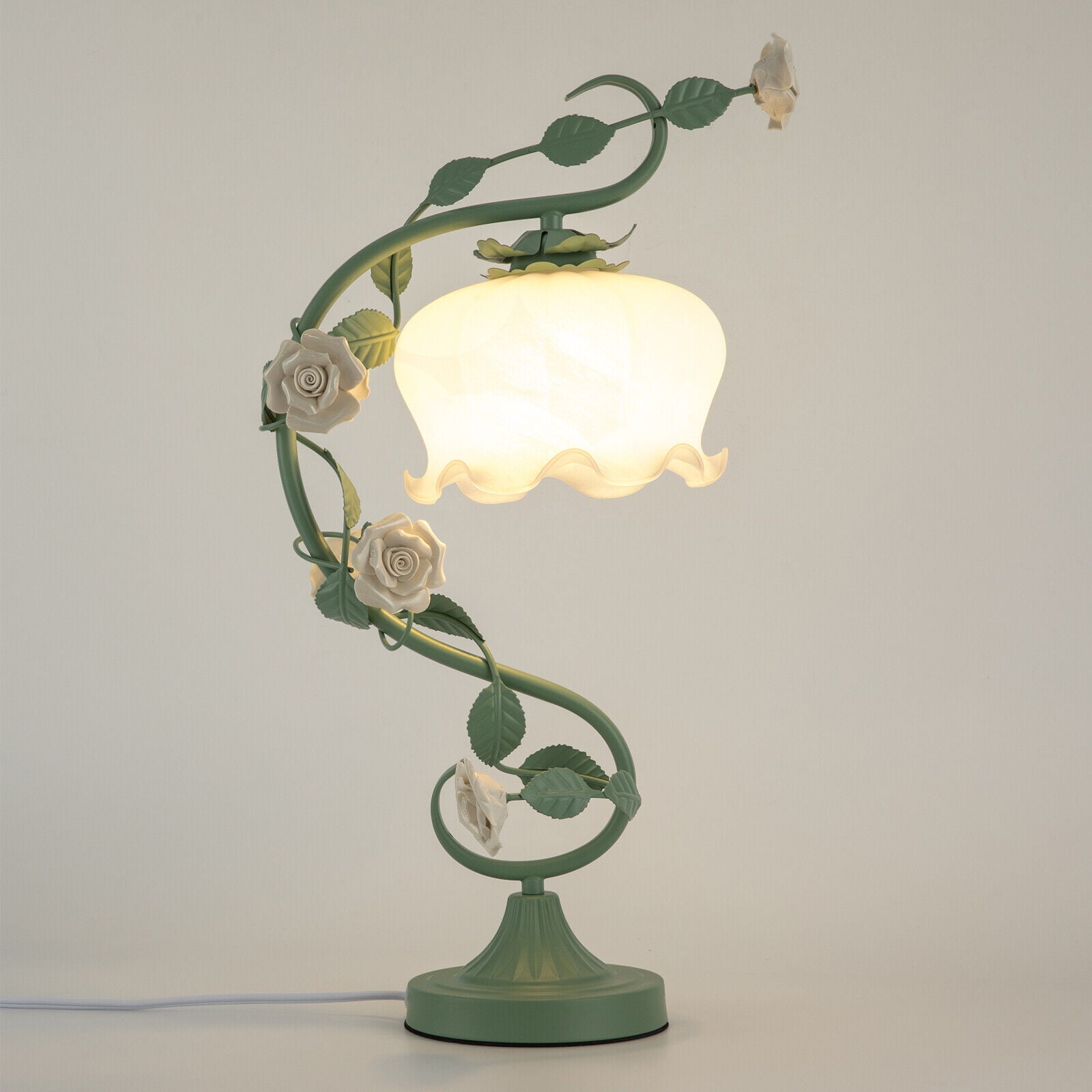 Miumaeov Glass Reading Table Light Metal Leaf Table Lamp for Small ...