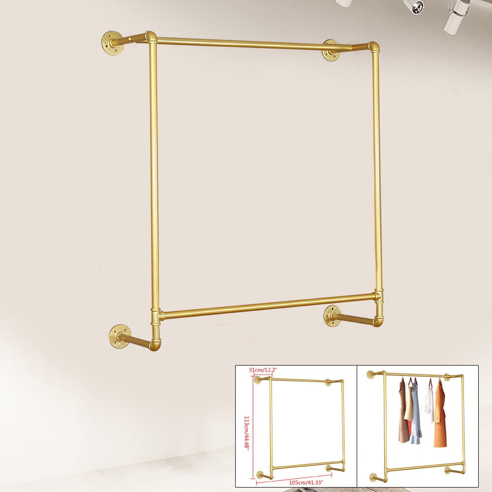 Miumaeov Gold Clothes Display Rack Industrial Iron Pipe Clothing Rack ...